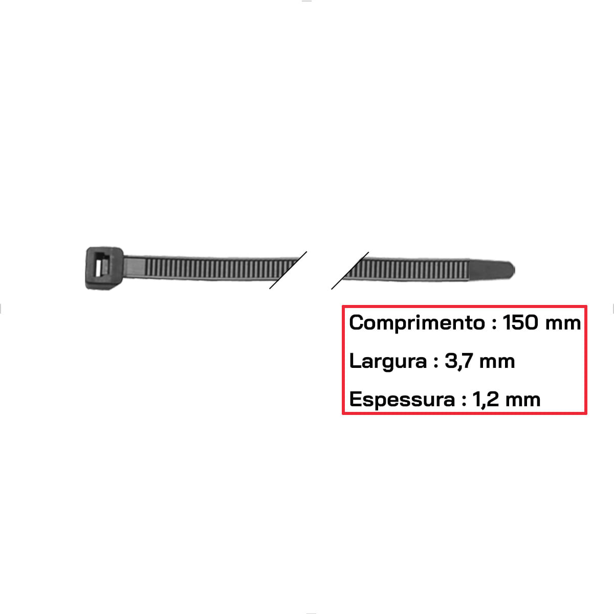 Abraçadeira de Nylon Preta 150x3,7mm - AutoNext