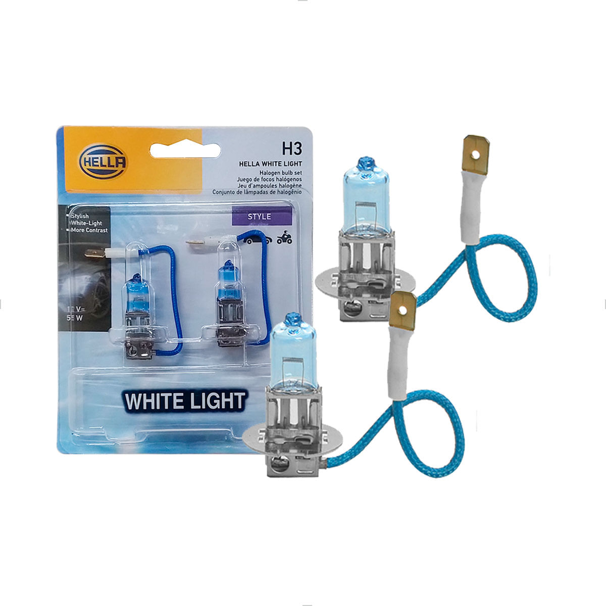 Lâmpada H3 Super Branca 4000K 12V 55W Hella White Light H3WL - AutoNext