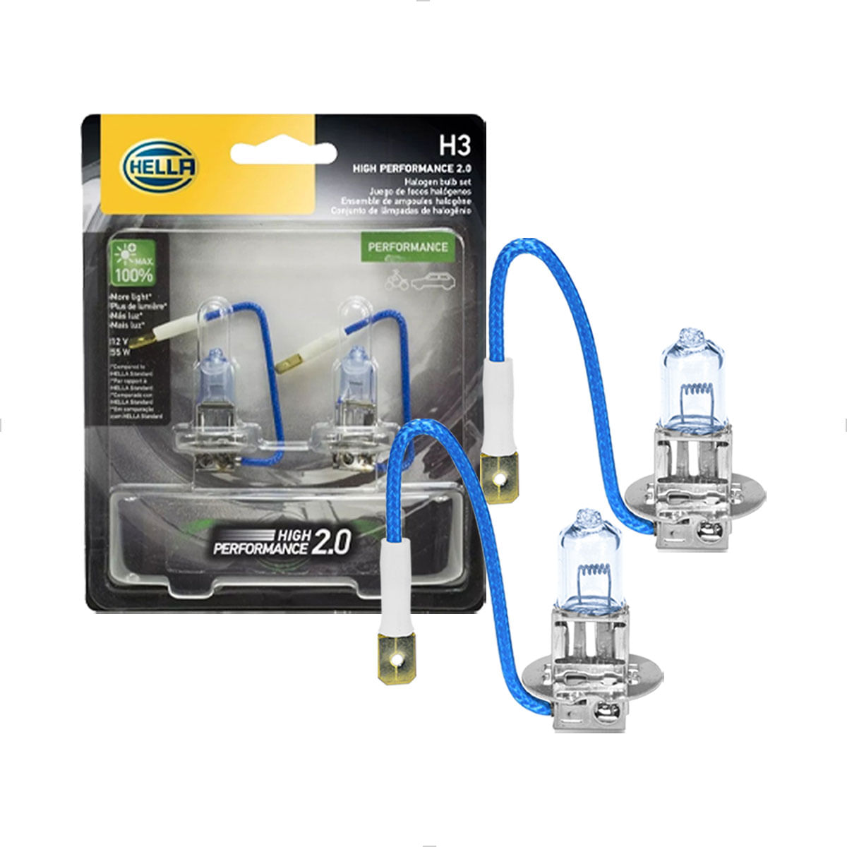 Lâmpada H3 Maior Iluminação 3600K 12V 55W Hella High Performance H3HP ...