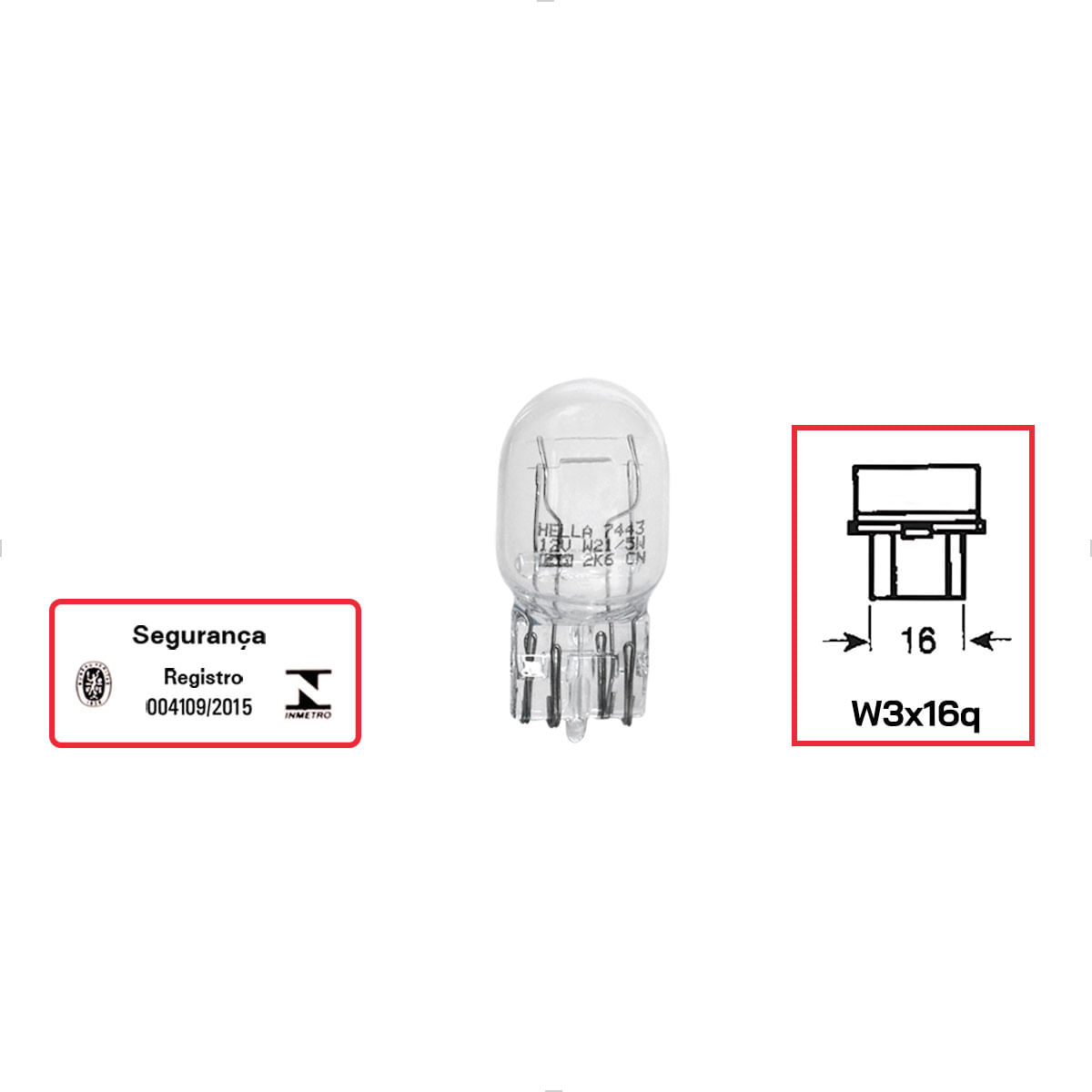 Lâmpada Super Pingão W21/5W 12V 21/5W Luz Branca Original Standard 7443 ...