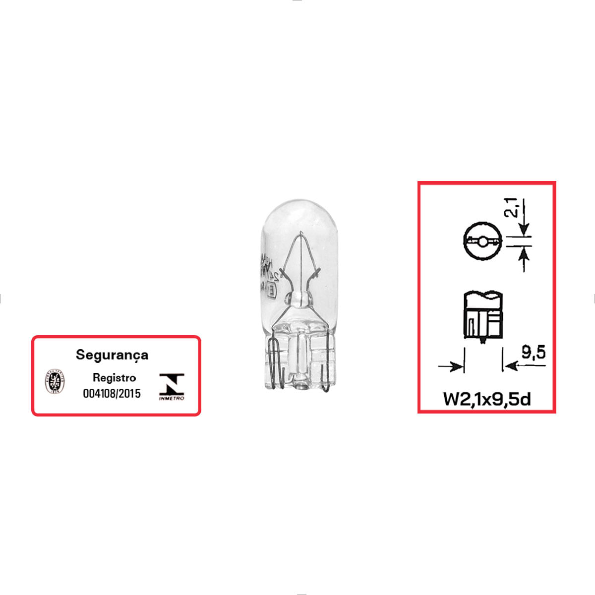 Lâmpada Pingão W5W 24V 5W Luz Branca Original Standard 2845 Hella ...